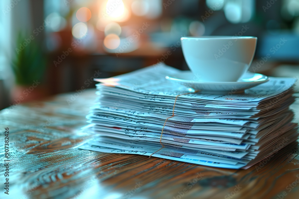 "A Stack of Bills and Invoices with a Payment Schedule, Representing ...