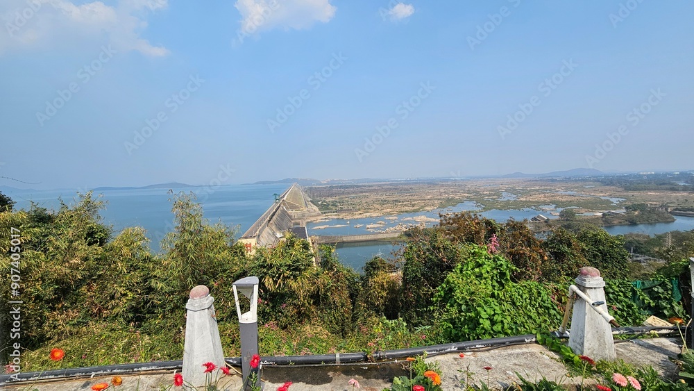 Hirakud Dam is built across the Mahanadi River, about 10 kilometres ...