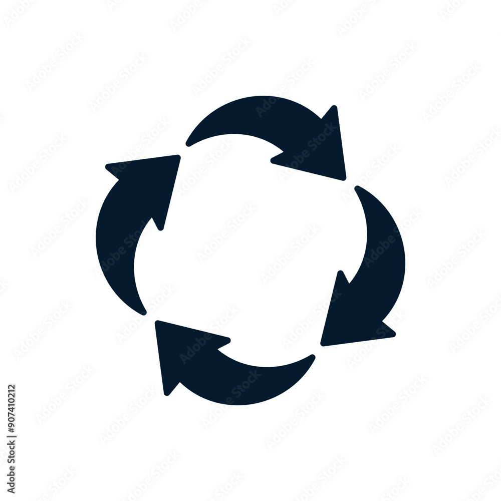 Four arrows in a circle. Concept of renewal, recycling, circulation. Vector linear icon isolated ...