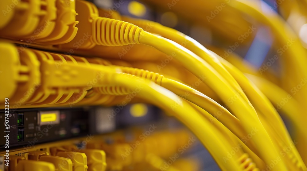 Rack Mounted Servers In A Server Room, Server rack audio cable. Severs ...