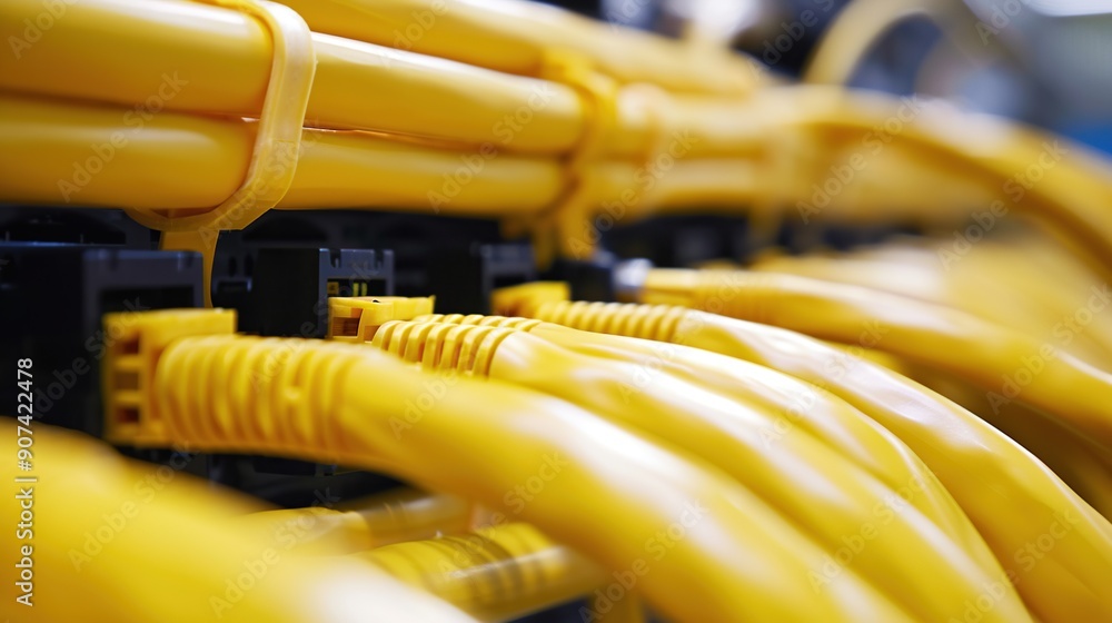 Rack Mounted Servers In A Server Room, Server rack audio cable. Severs ...