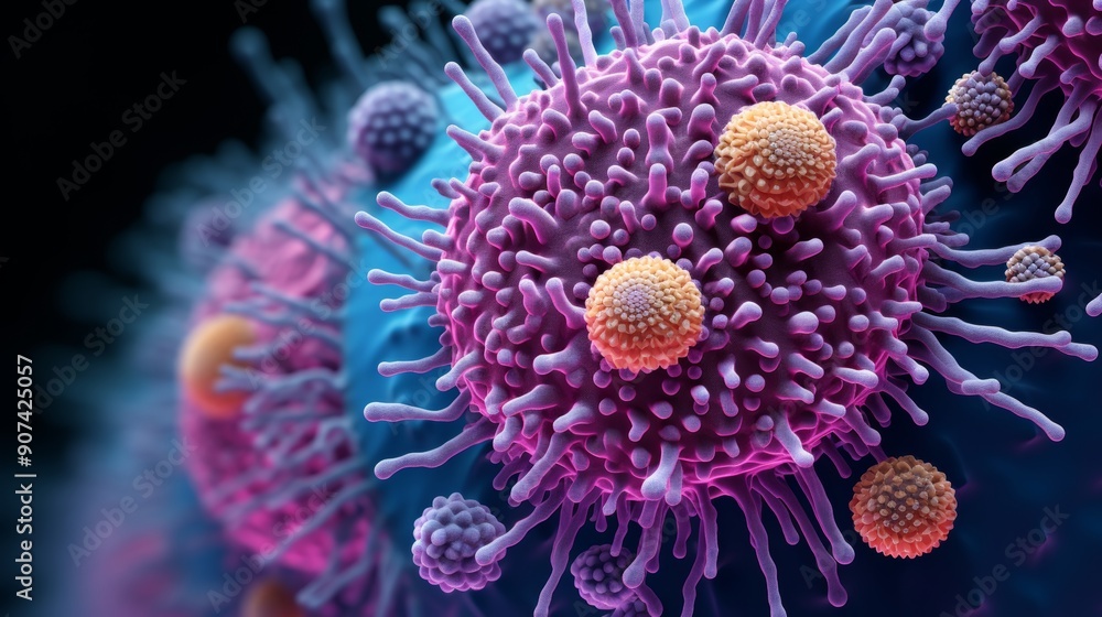 Colorful 3d abstract pathogen model for medical study and educational ...