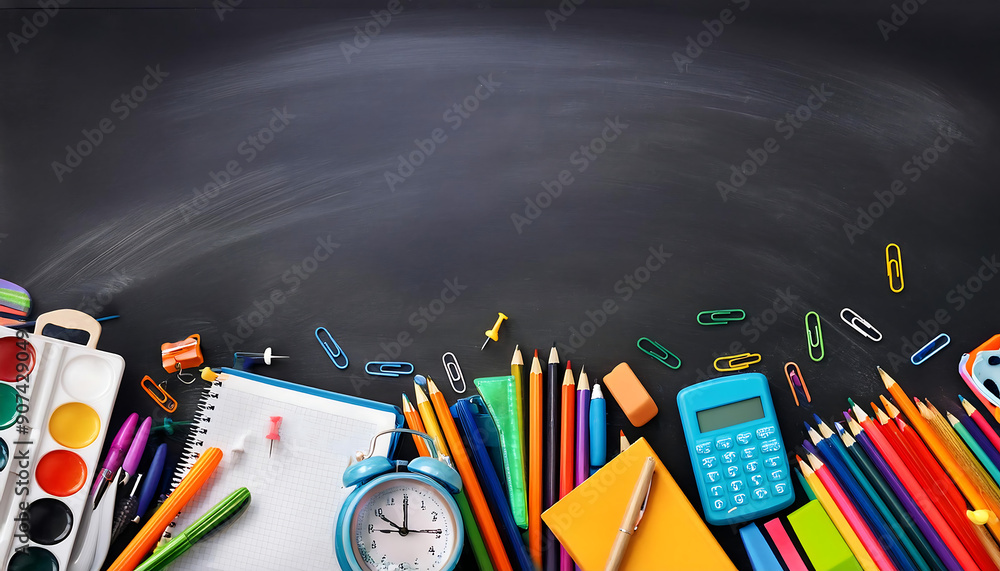 School Supplies Bottom Border- Description- Various school supplies ...