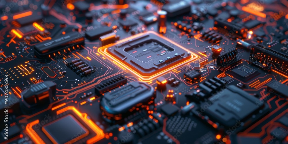 Abstract Technology Background Featuring a Computer Motherboard, Ideal ...
