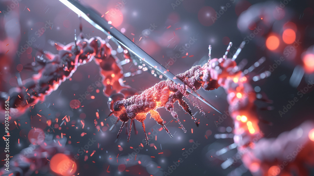 Gene editing: CRISPR-Cas9 technology editing genetic sequences, with ...