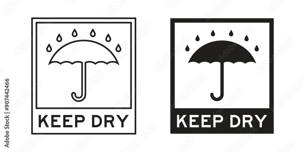 Vector Black And White Keep Dry Icon Symbols For Packaging Stock Vector ...