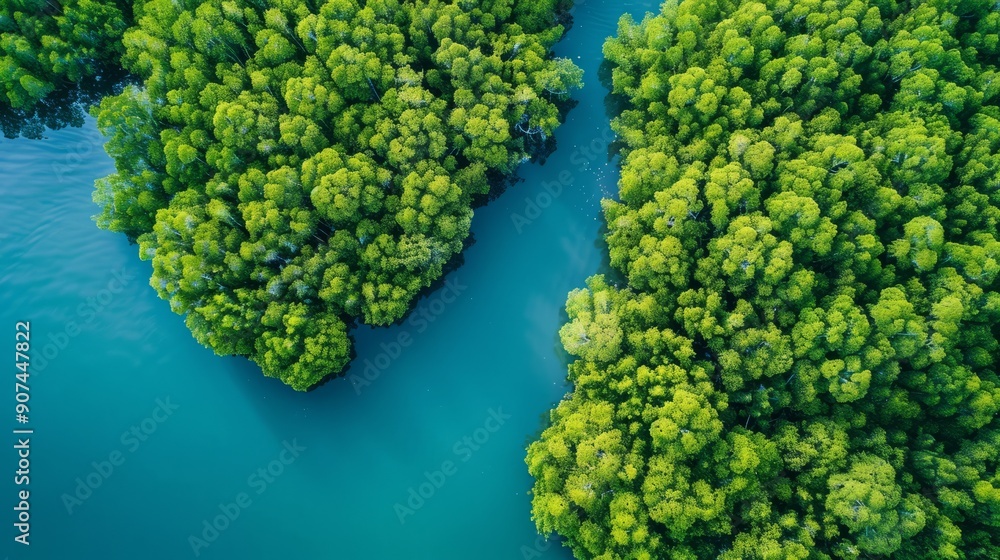 Aerial top view of mangrove forest. Drone view of dense green mangrove ...