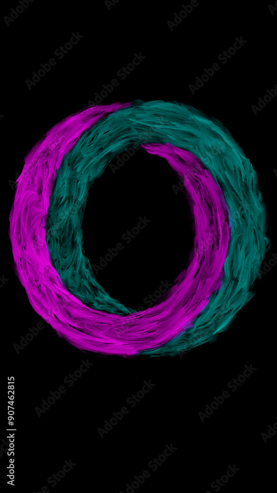 abstract 4d neon glowing futuristic rotating circle sphere floating in ...