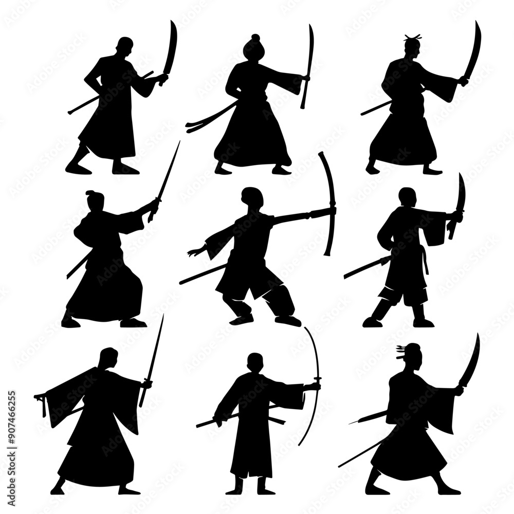 Samurai Silhouettes of Japanese Warriors Bushido Spirit Capturing the ...