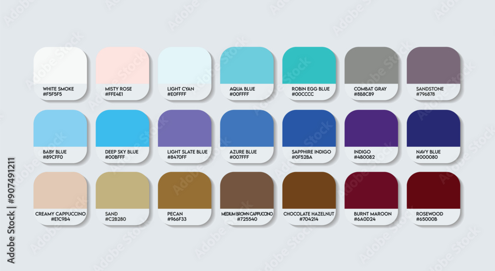 Blue and Brown Color Palette, Blue and Brown Color Guide Palette with ...