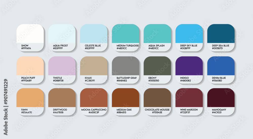 Blue and Brown Color Palette, Blue and Brown Color Guide Palette with ...