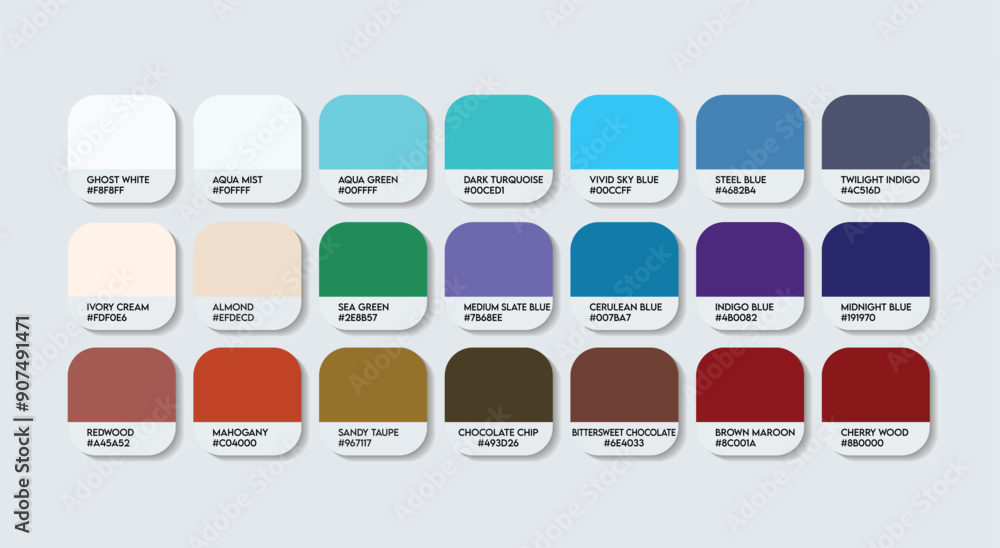 Blue and Brown Color Palette, Blue and Brown Color Guide Palette with ...