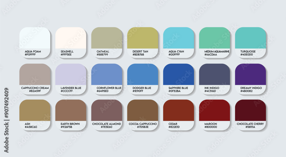 Blue and Brown Color Palette, Blue and Brown Color Guide Palette with ...