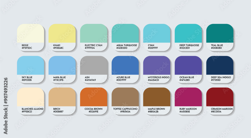 Blue and Brown Color Palette, Blue and Brown Color Guide Palette with ...