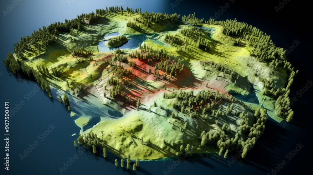 Dem Digital Elevation Model Gis Lidar Product Made After Proccesing Aerial Pictures Taken From