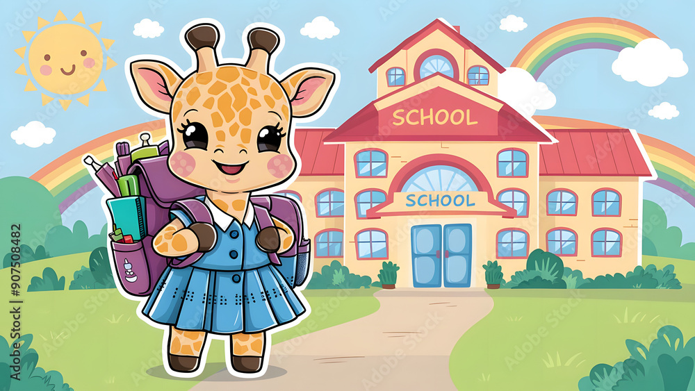 Cute animal cartoon, with back-to-school themes, a variety of ...