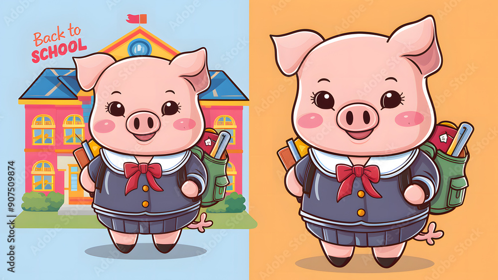 Cute animal cartoon, with back-to-school themes, a variety of ...