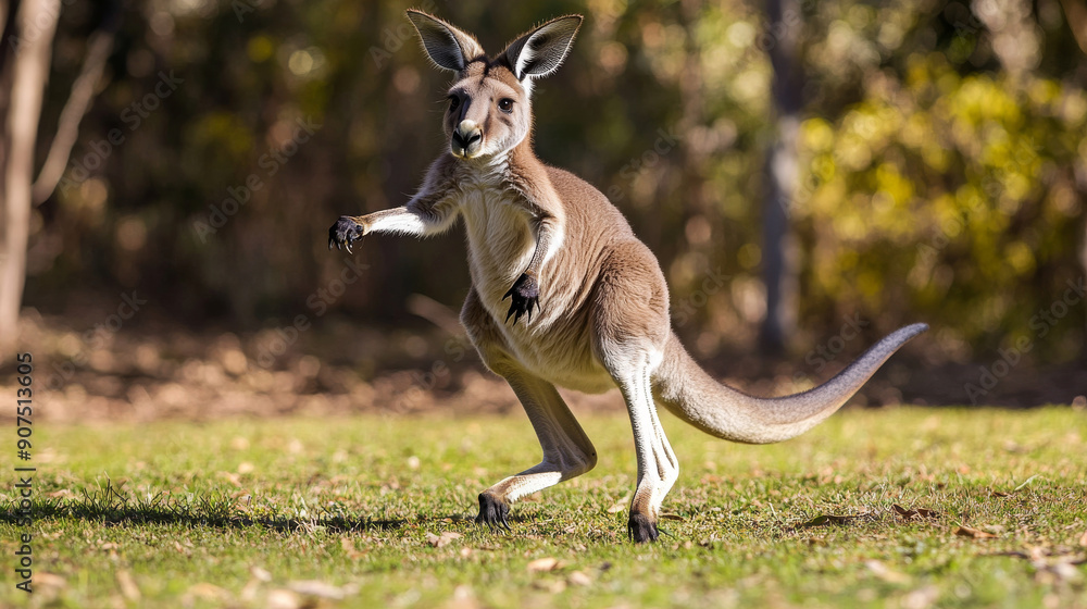 Meet our playful kangaroo friend! With a pouch on its belly and a happy ...