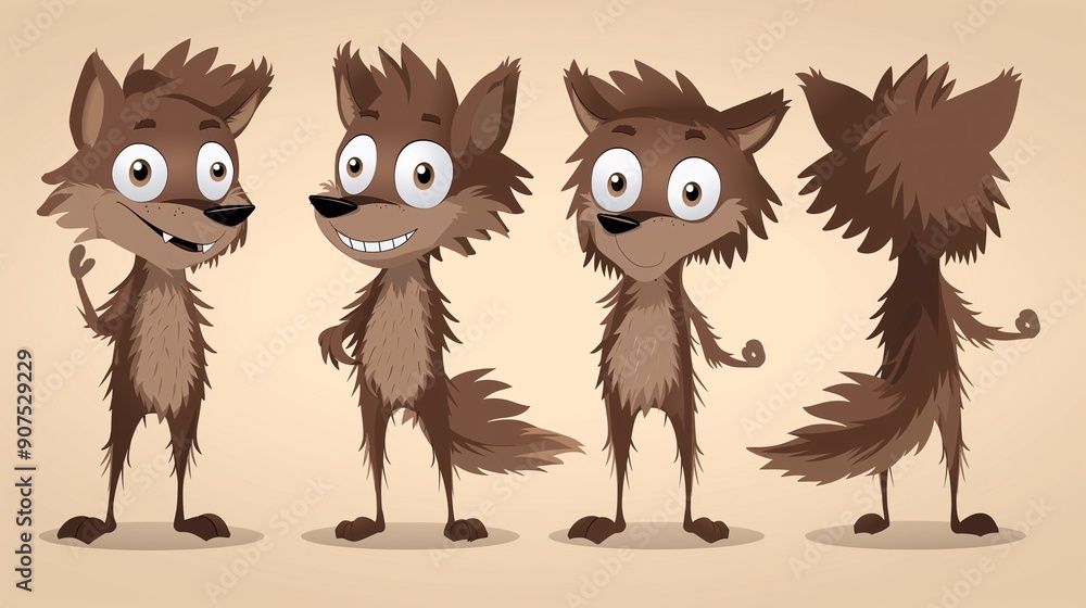Playful Wolf Character Design: A charming cartoon wolf with a friendly ...