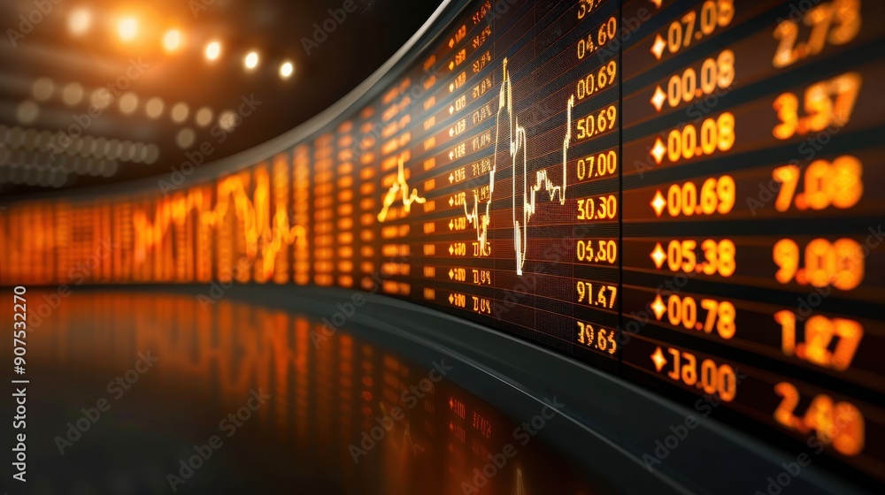Dynamic stock market chart displaying fluctuating prices and trends in ...