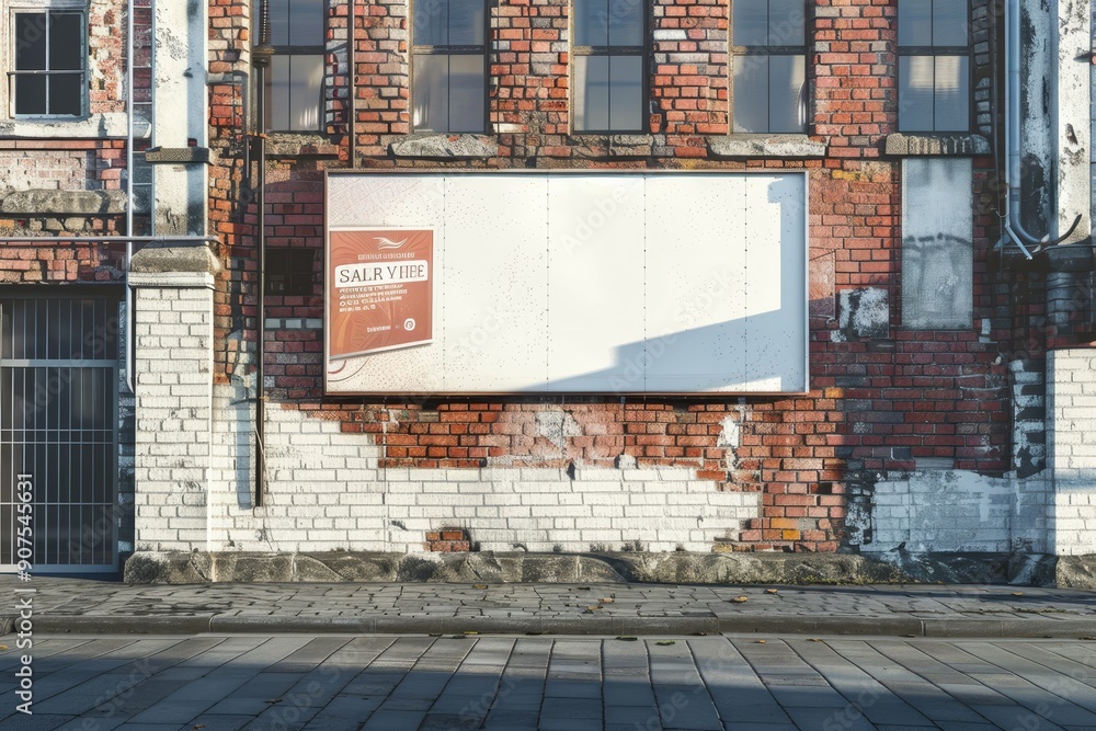 Building exterior with signboard banner for product placement on the ...