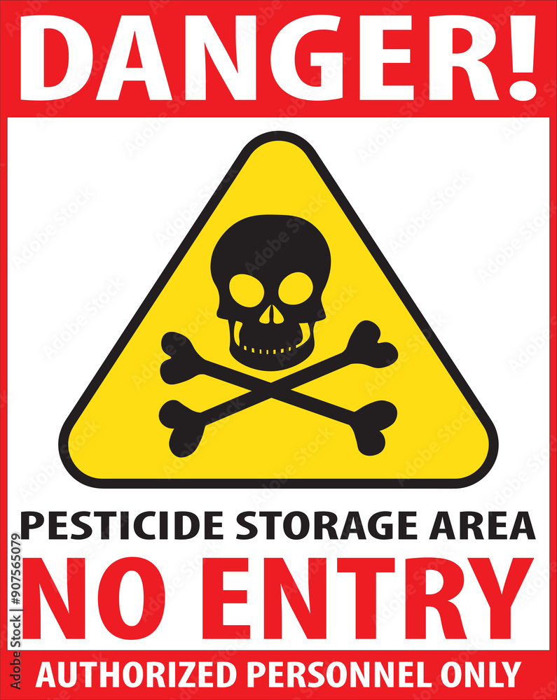 Pesticide storage area no entry warning sign .eps Stock Vector | Adobe ...