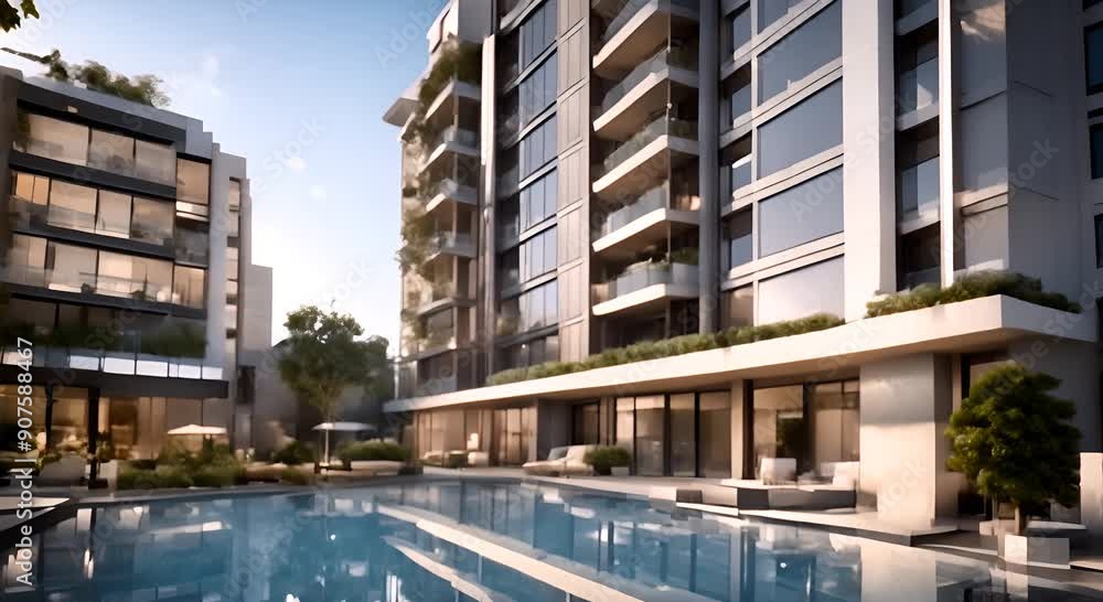 Modern apartment complex design model displayed on architectural ...