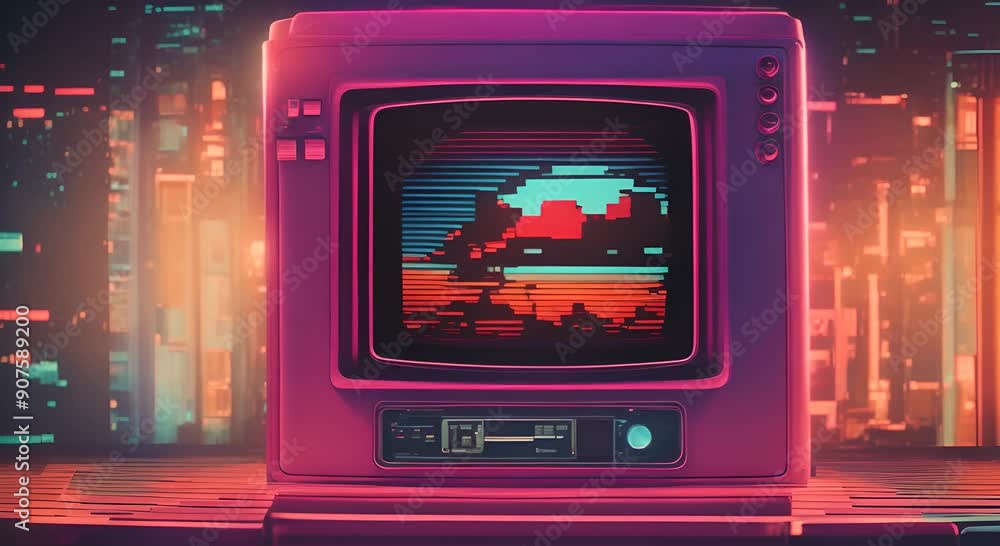 Vintage television screens flickering Close Up Footage of a Retro TV ...