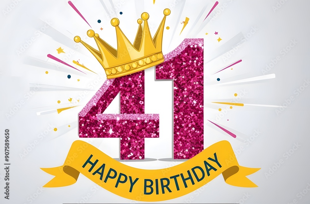Festive 41st Birthday Celebration with Sparkling Pink Glitter Number ...