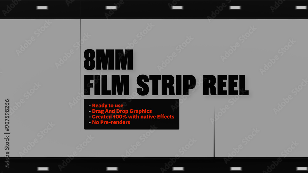 8mm Film Strip Reel Motion Overlays - Wide Horizontal Stock Template ...