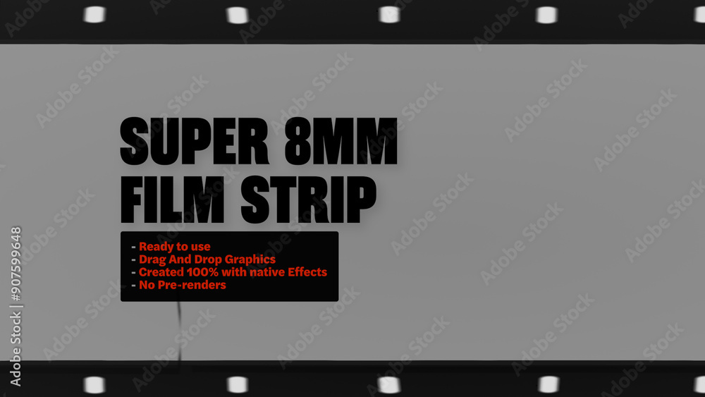 Super 8mm Film Strip Reel Motion Overlays - Wide Horizontal Stock ...
