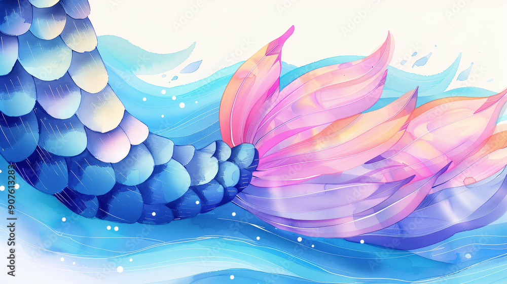 Colorful Mermaid Tail in Aquatic Setting. Vibrant Scales and Flowing ...