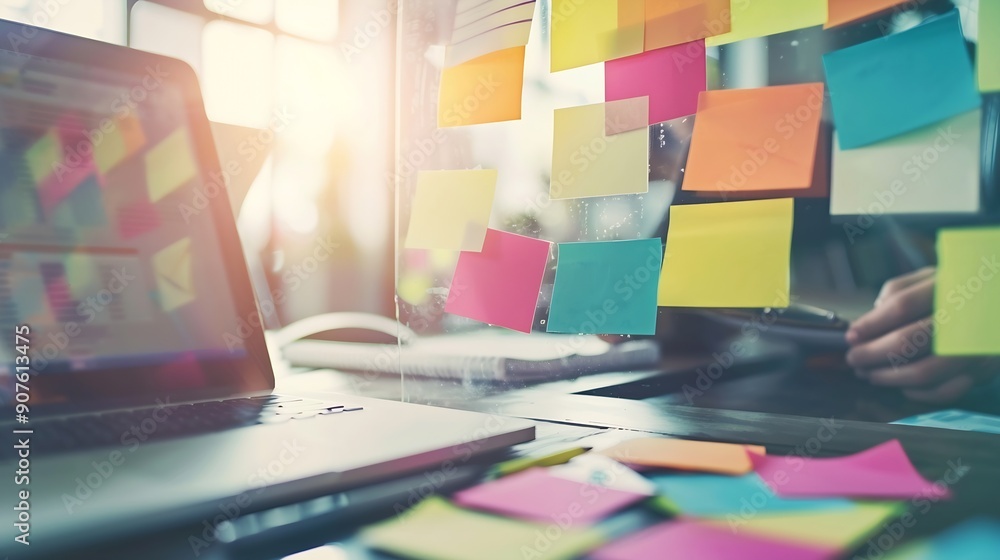 Sticky note for creative and analytic brainstorm for business idea with ...