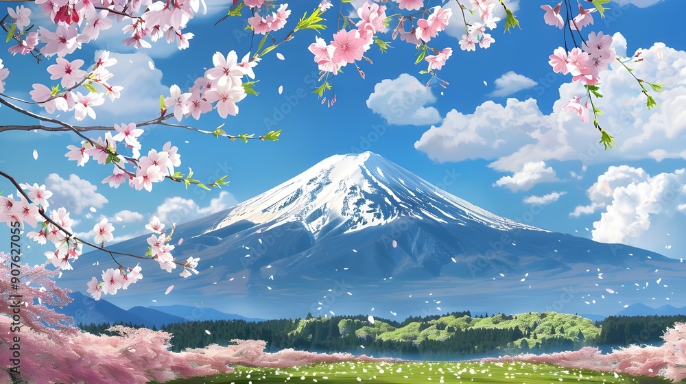 Eternal Spring at Mount Fuji: A breathtaking vista of Mount Fuji ...