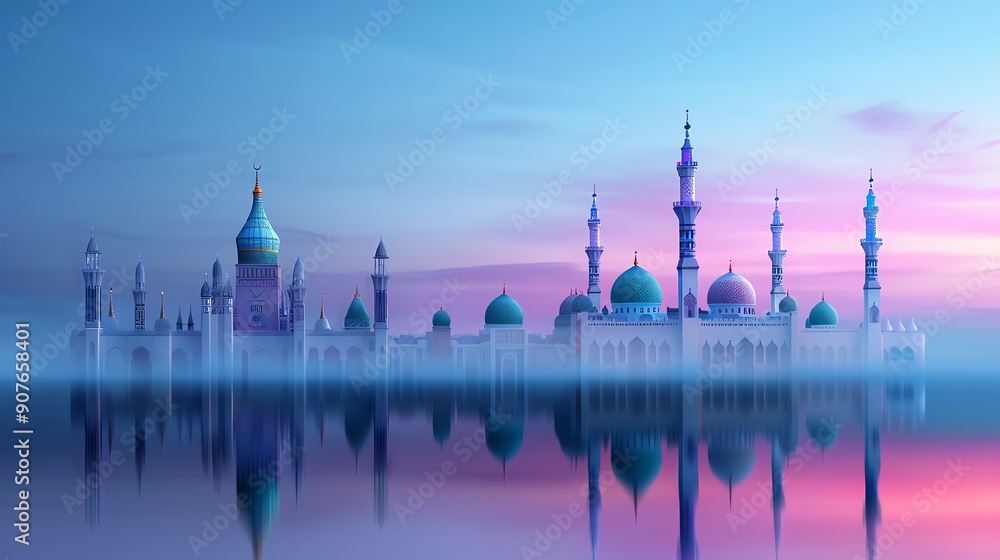 An artistic depiction of a city skyline transitioning from dawn to ...