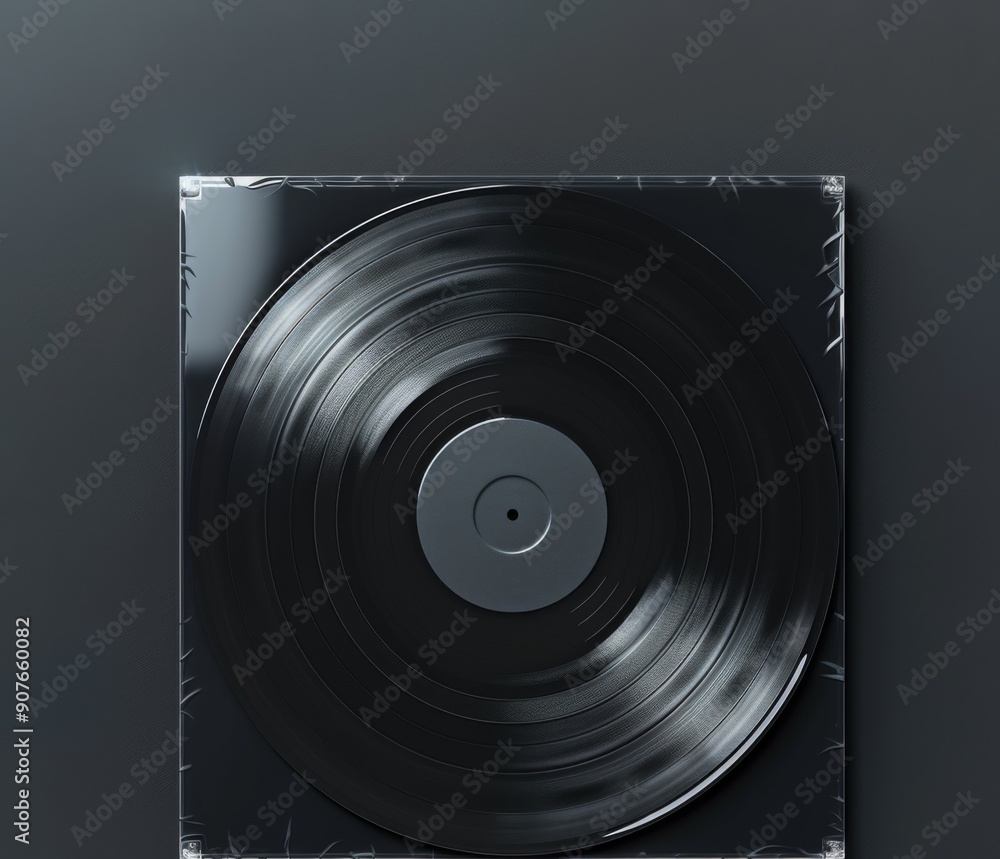 Vinyl Revival: A Framed Record Album Cover with Shrink Texture Overlay ...