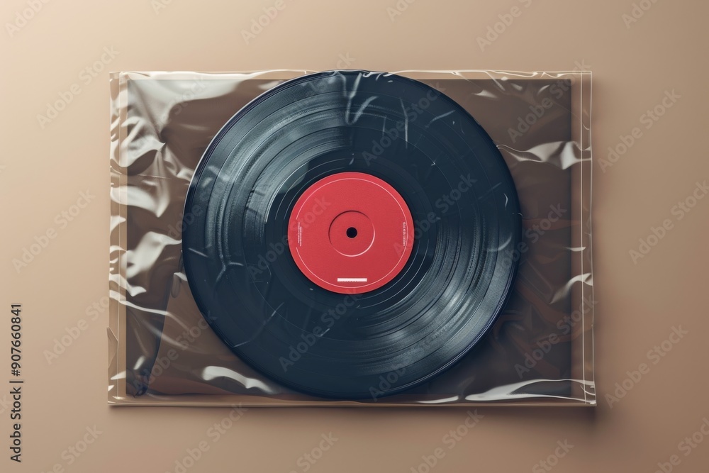 Vinyl Revival: A Framed Record Album Cover with Shrink Texture Overlay ...