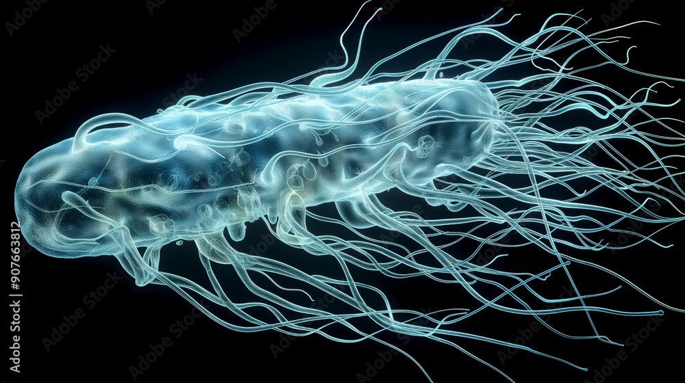 Translucent Bacterium with Flagella on Black Background | Listeria ...