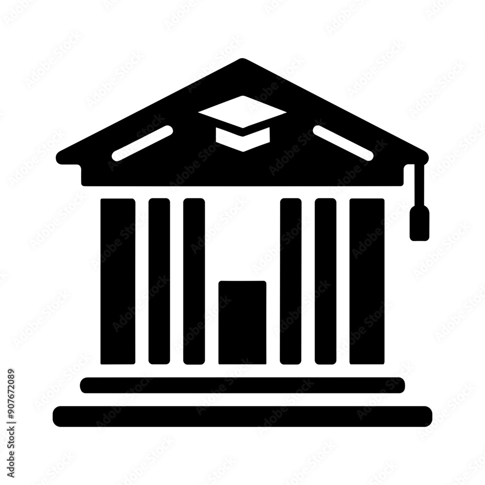 "University Icon: Depicts The Iconic University Building In Vector Art ...