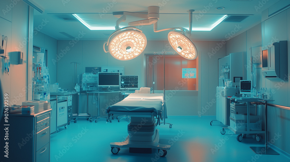 The operating room, kept in sterile conditions, is ready for the ...