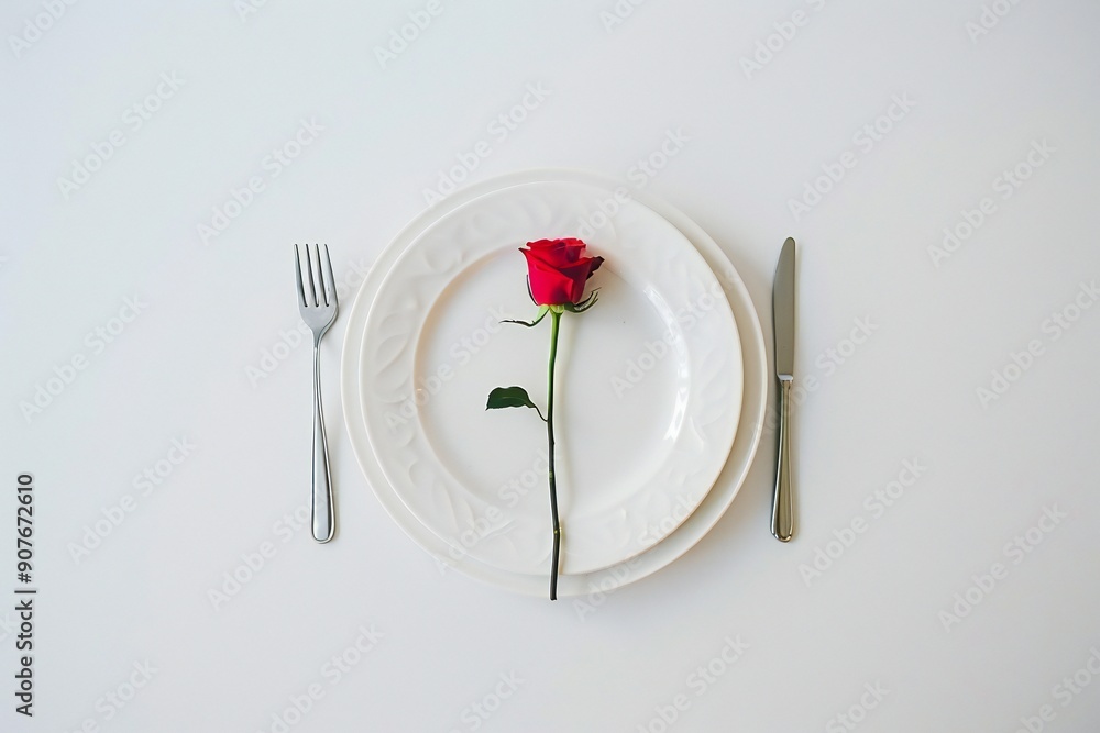 Minimalist table setting with plain white plates, simple cutlery, and a ...
