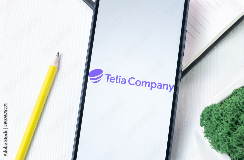 New York, USA - 1 August 2024: Telia Logo on Phone Screen, Company Icon ...