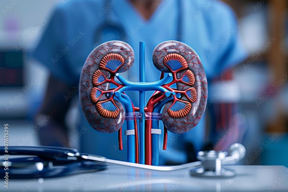 ภาพประกอบสต็อก Colorful medical illustration of diseased kidneys ...