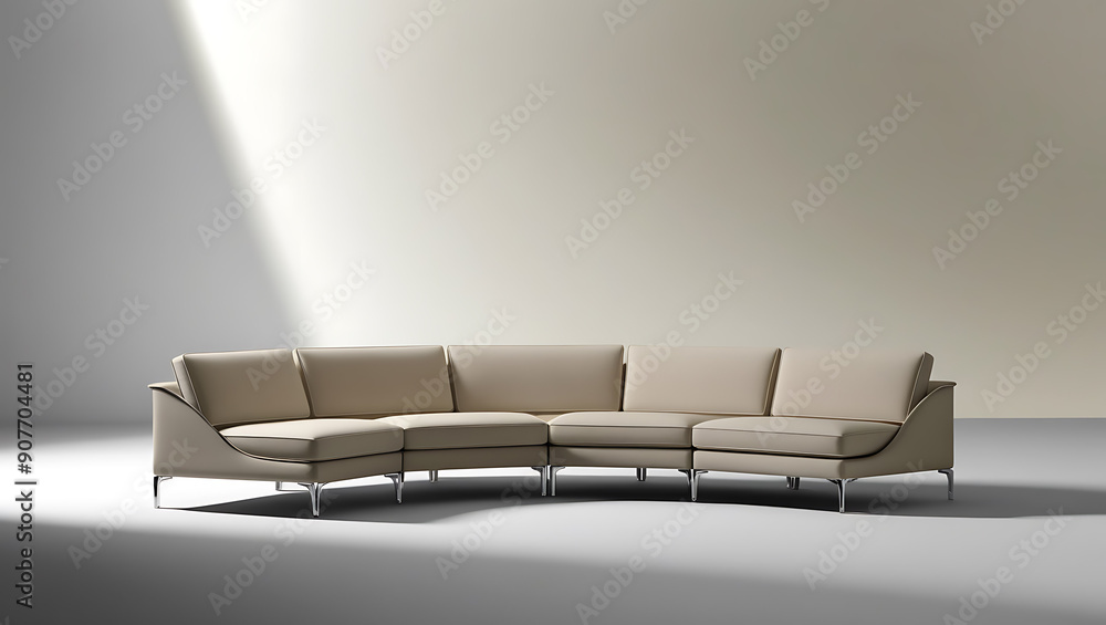 Design a mockup featuring a sleek, low-profile sofa set with a modular ...