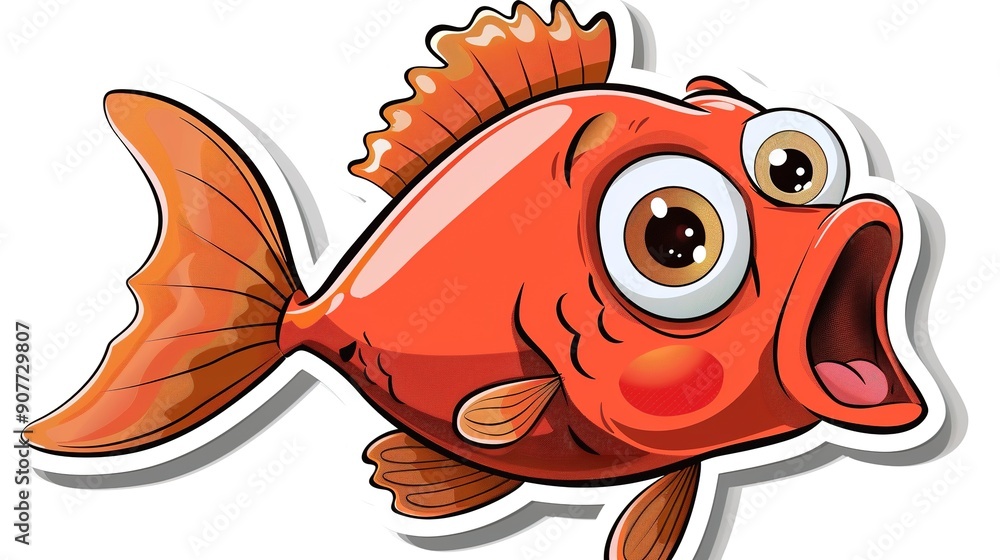Red Sea Surprise: Cartoon Fish with Wide Eyes, Raised Eyebrows, and ...