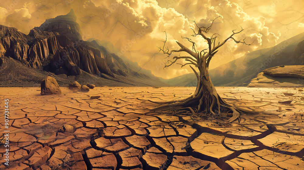 The picture of drought disaster, desertification of the land and ...