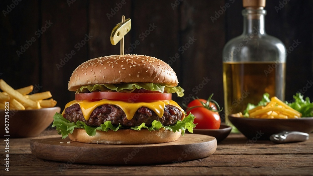 Gourmet Burger Delight: Juicy and Delicious. Cinematic 4K Burger Feast ...