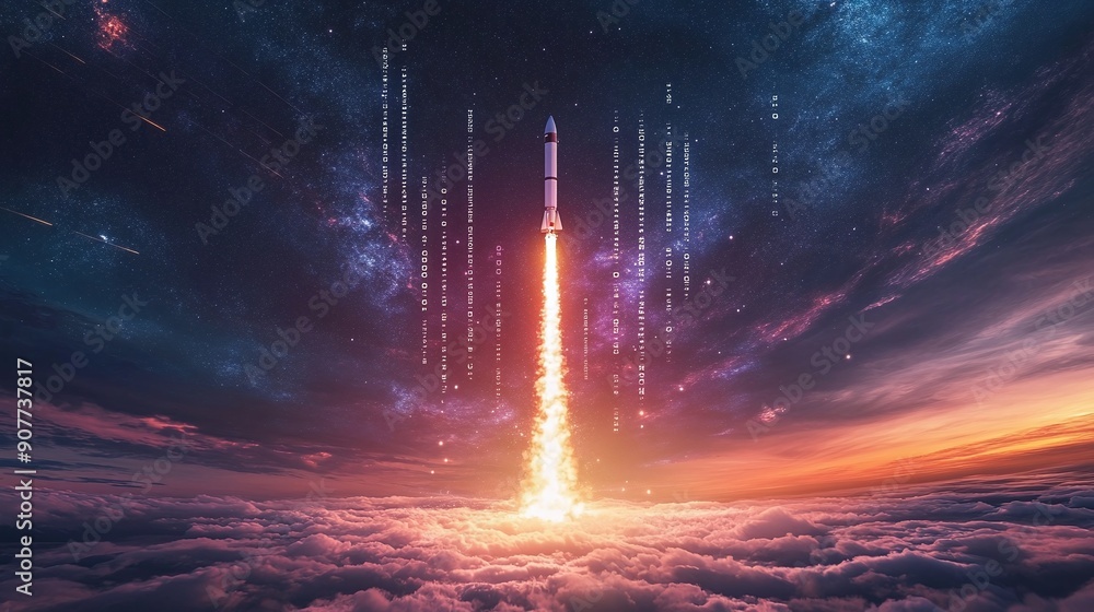 Digital Rocket Launch With Binary Code The Integration Of Ai Into Space Exploration Missions