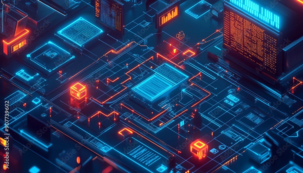 ภาพประกอบสต็อก Secure Network Architecture: Protecting Digital Assets ...