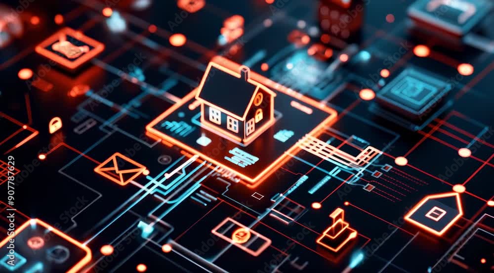 Digital representation of a smart home network with interconnected ...